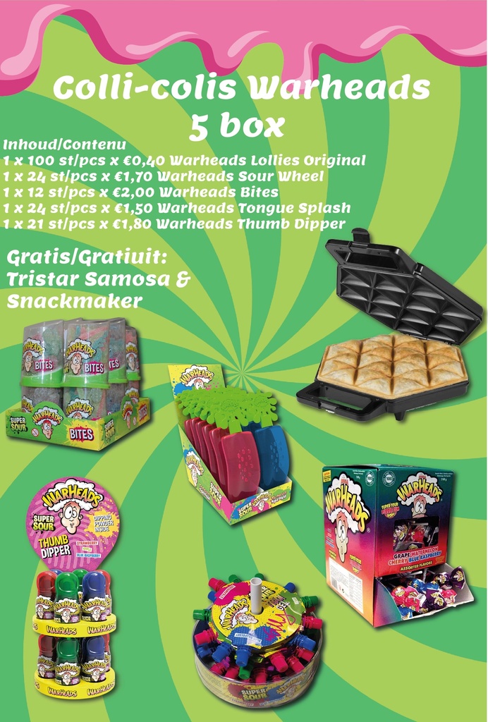 COLLI WARHEADS 5 BOX + GRATIS TRISTAR SAMOSA & SNACKMAKER (FOLD 9 '24 ...